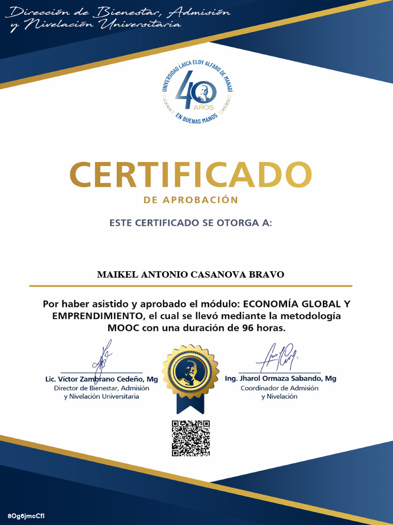 Certificado de Aprobacin | PDF