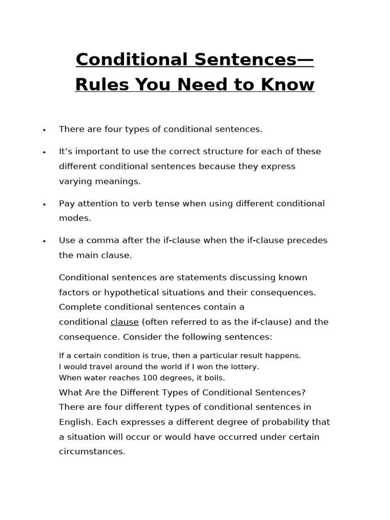 Conditional Sentences-Rules You Need To Know | PDF | Verb | Linguistic Morphology