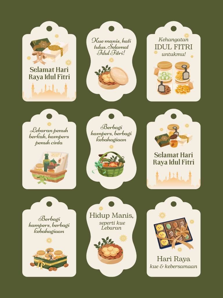 Dokumen Hang Tag Hari Raya Ilustratif Kreatif Krem Dan Hijau | PDF