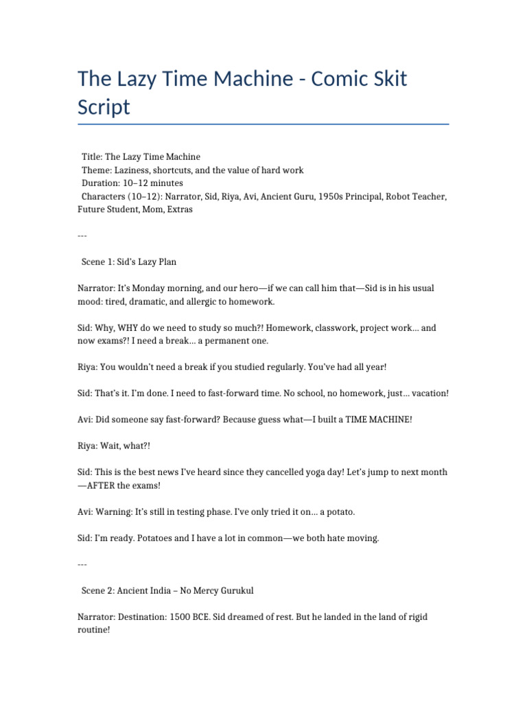 The Lazy Time Machine Script | PDF