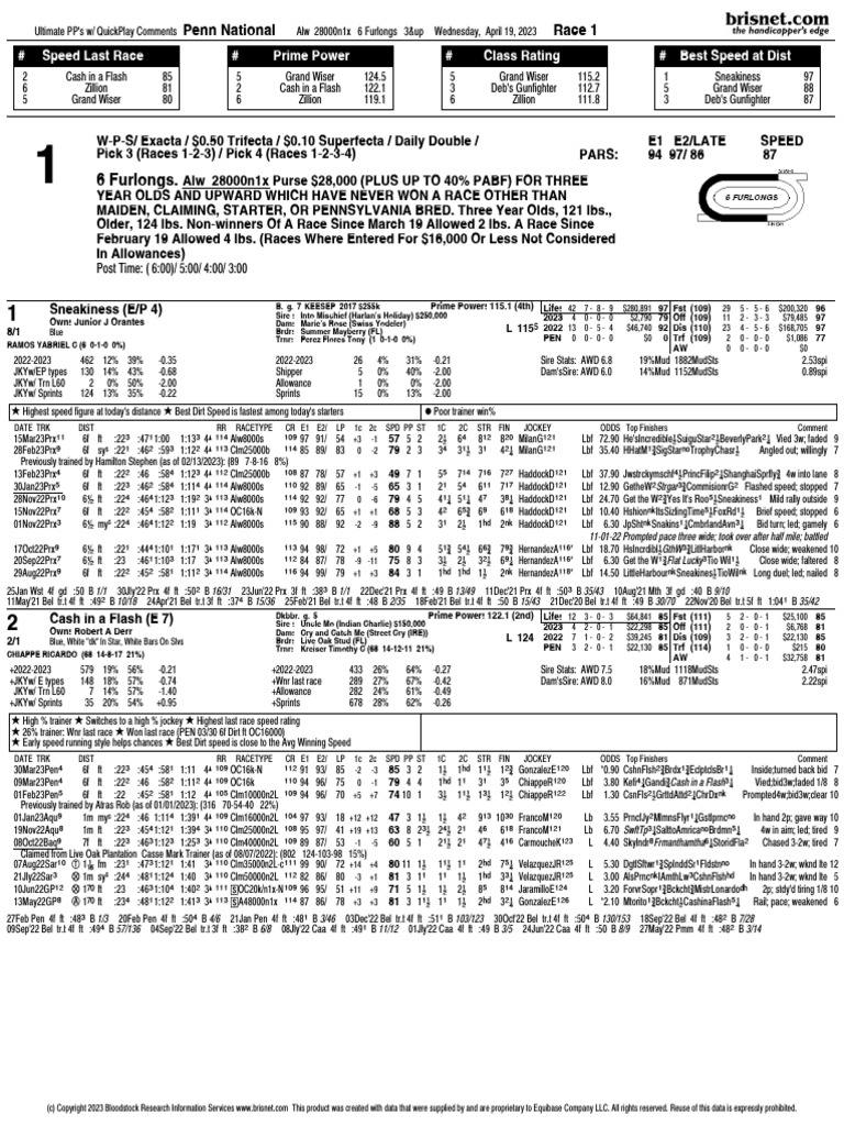 1 - Penn National PP | PDF | Racehorses | Horse Racing