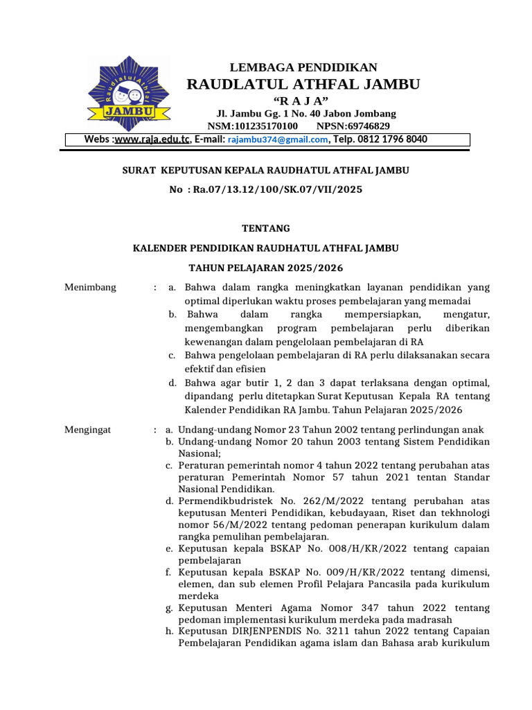 Contoh SK Kaldik | PDF