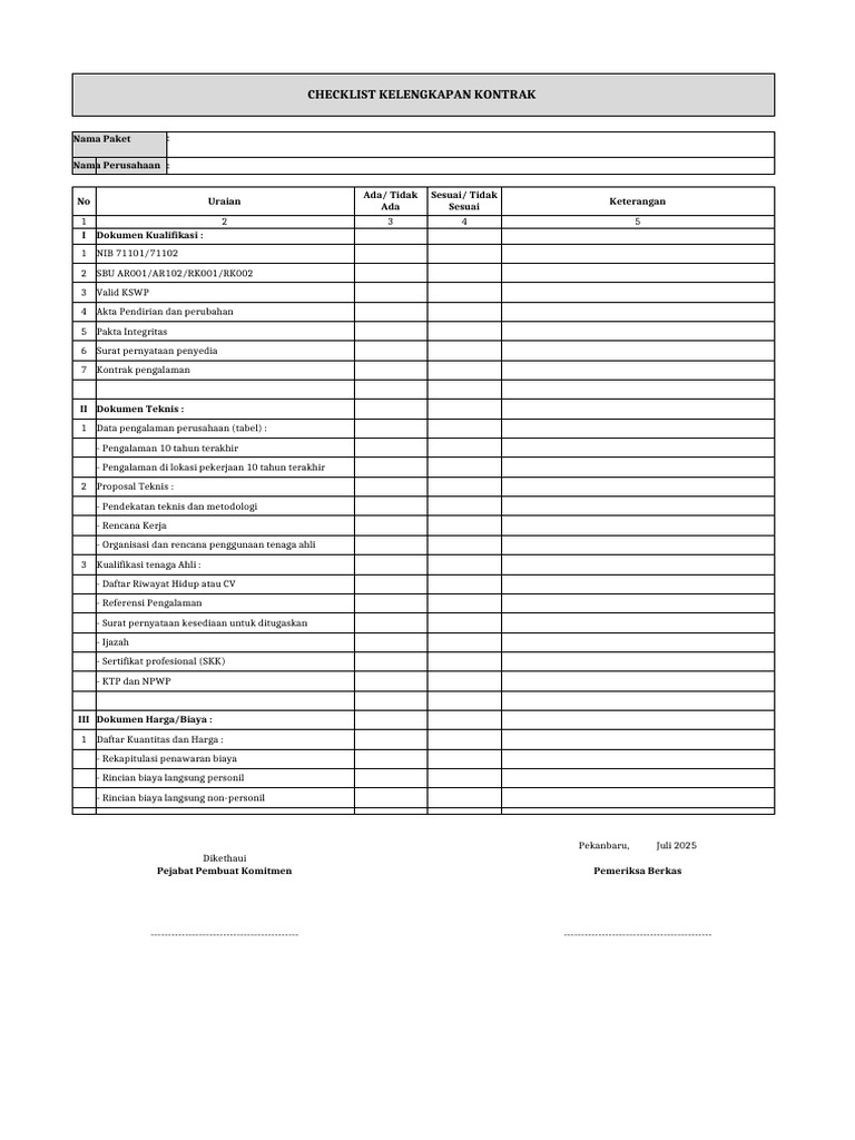 Checklist Kontrak Konsultan | PDF