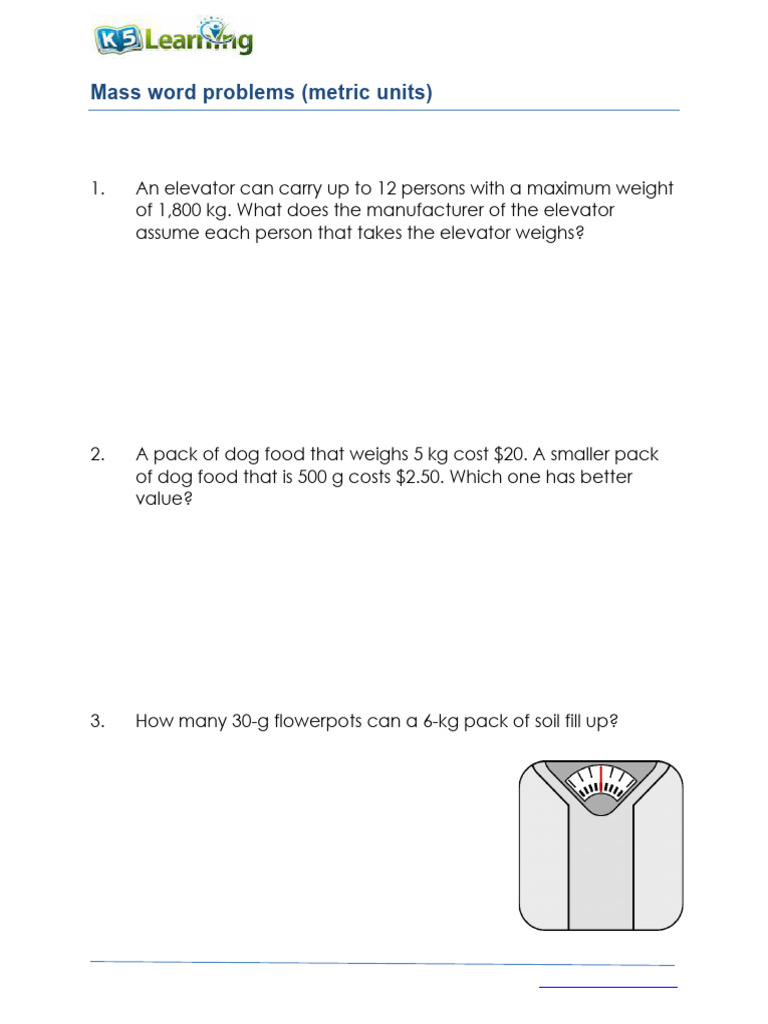 Grade 5 Mass Word Problems B | PDF
