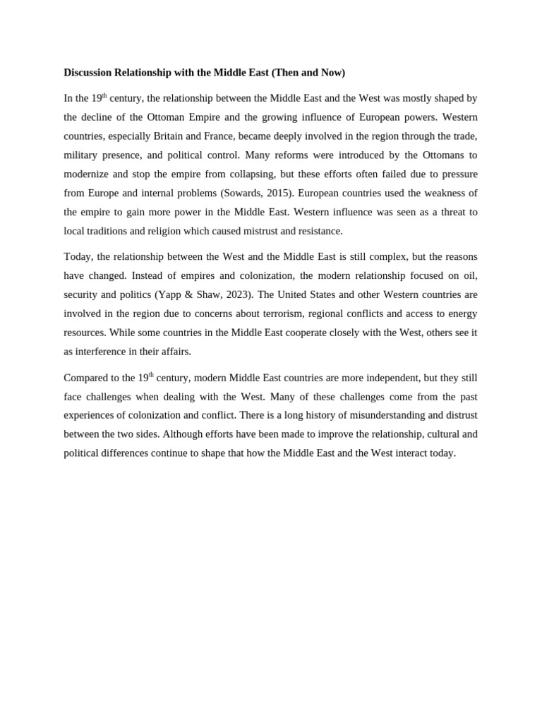 Middle East-West Relations: A Historical Overview | PDF