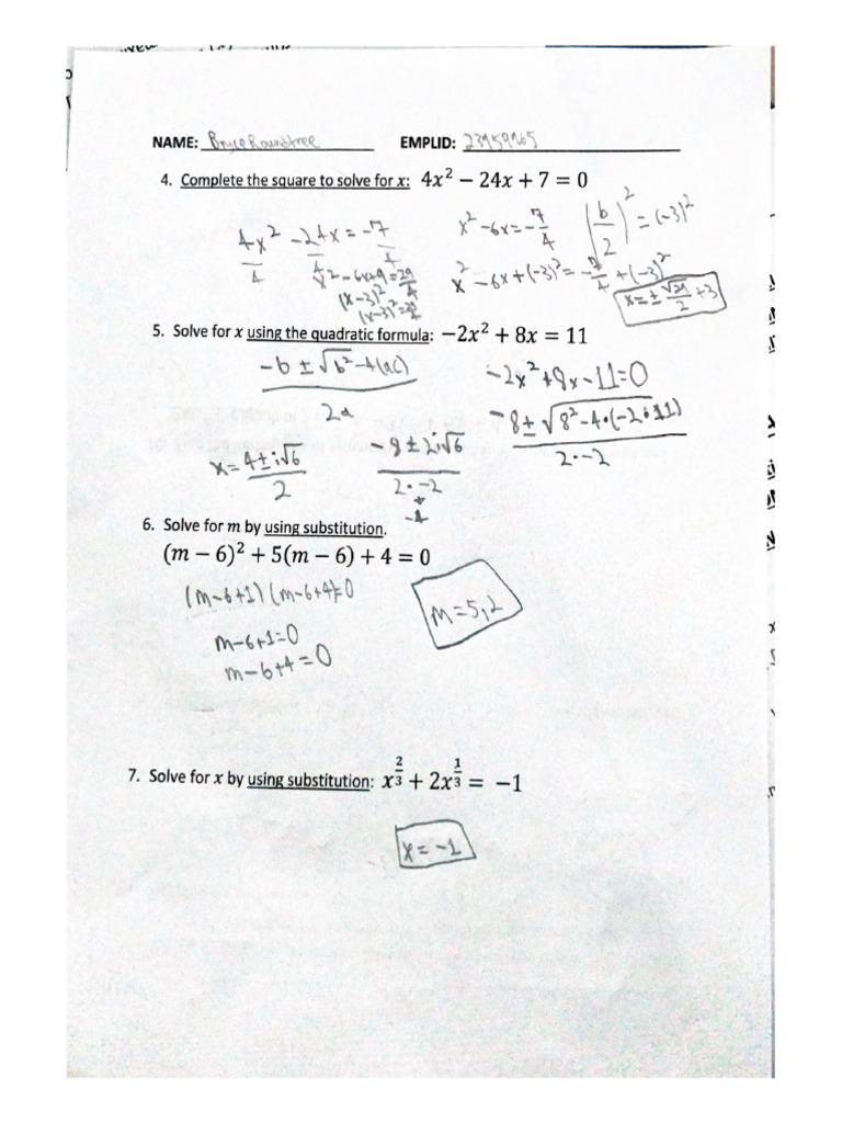Complete The Square To Solve For X 4x2 - 24x + 7 0 | PDF