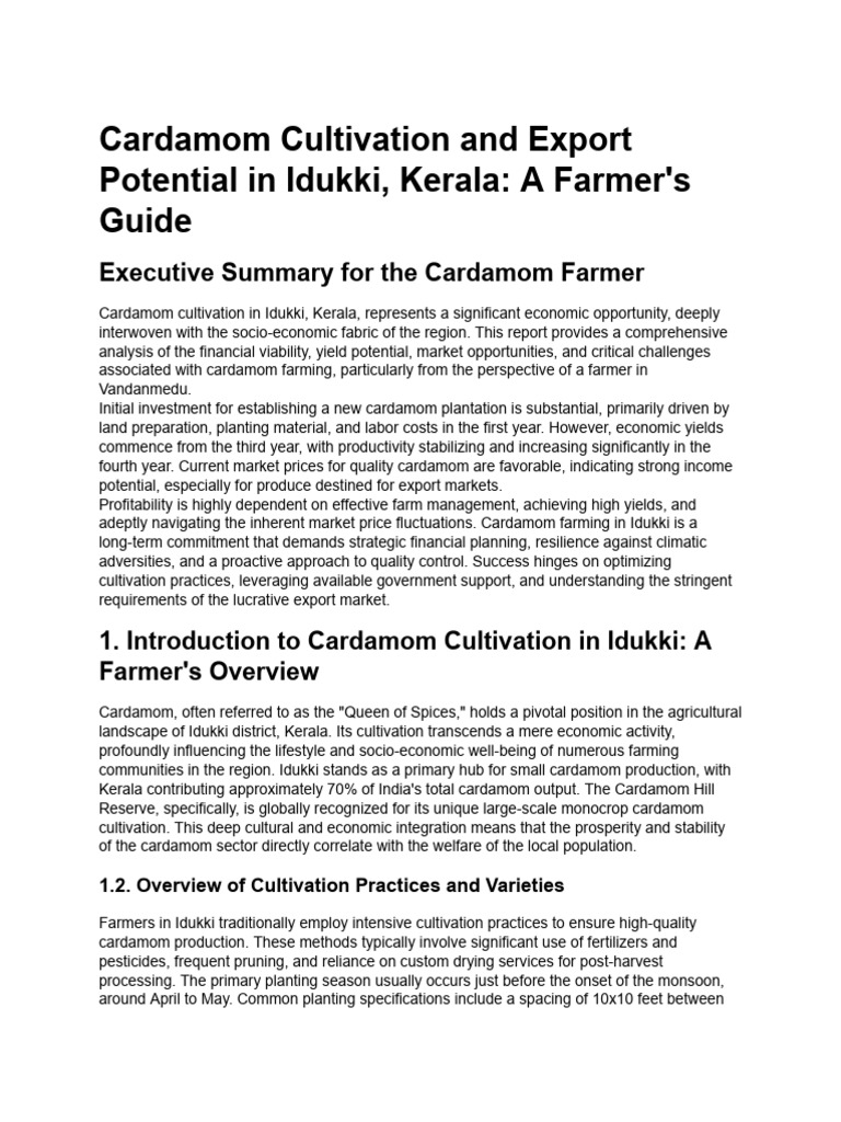 Cardamom Farming Insights for Idukki | PDF | Agriculture | Organic Farming