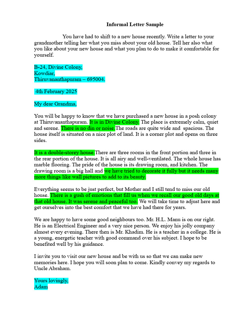 Informal Letter Sample 3 | PDF