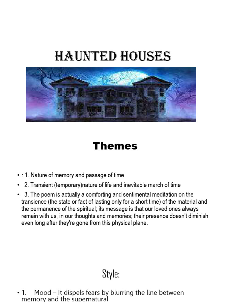 Haunted Houses - Introductory Notes | PDF | Poetry