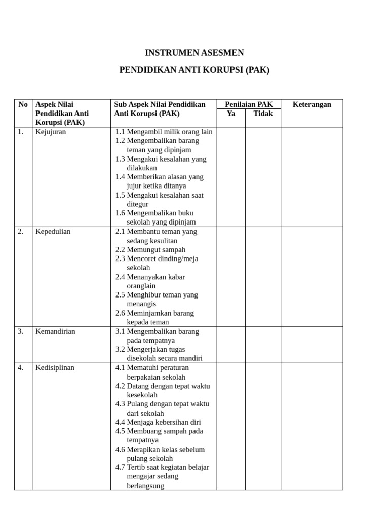 Instrumen Asesmen Pak | PDF