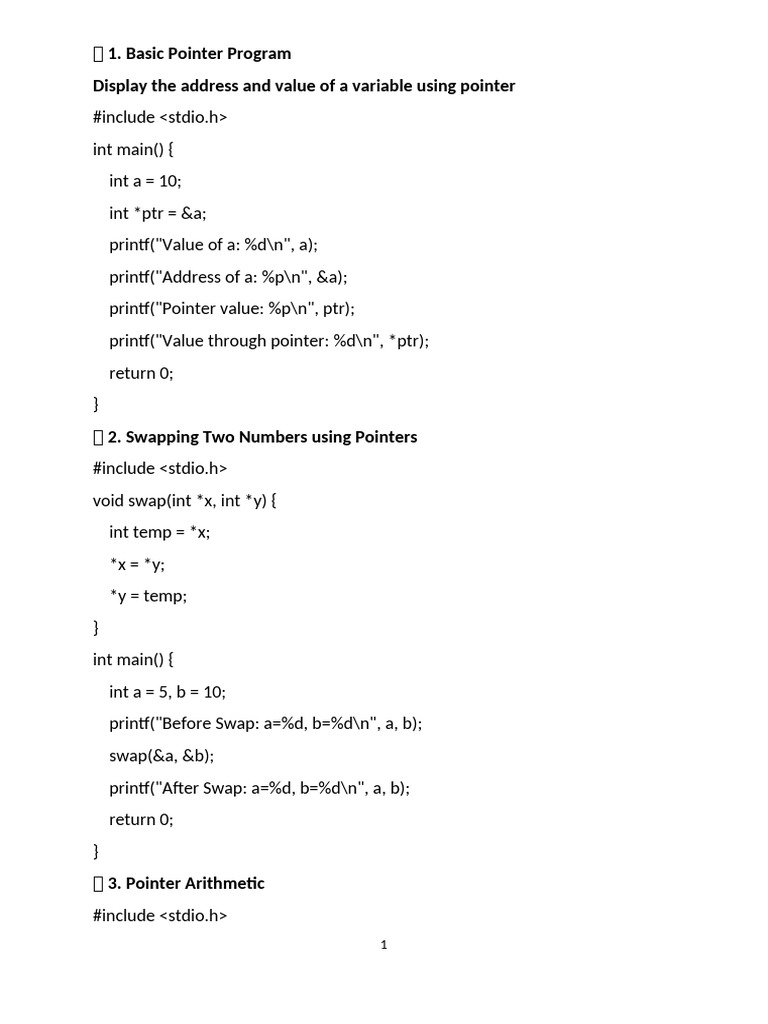 C Pointer Programming Examples | PDF | Pointer (Computer Programming) | Computing