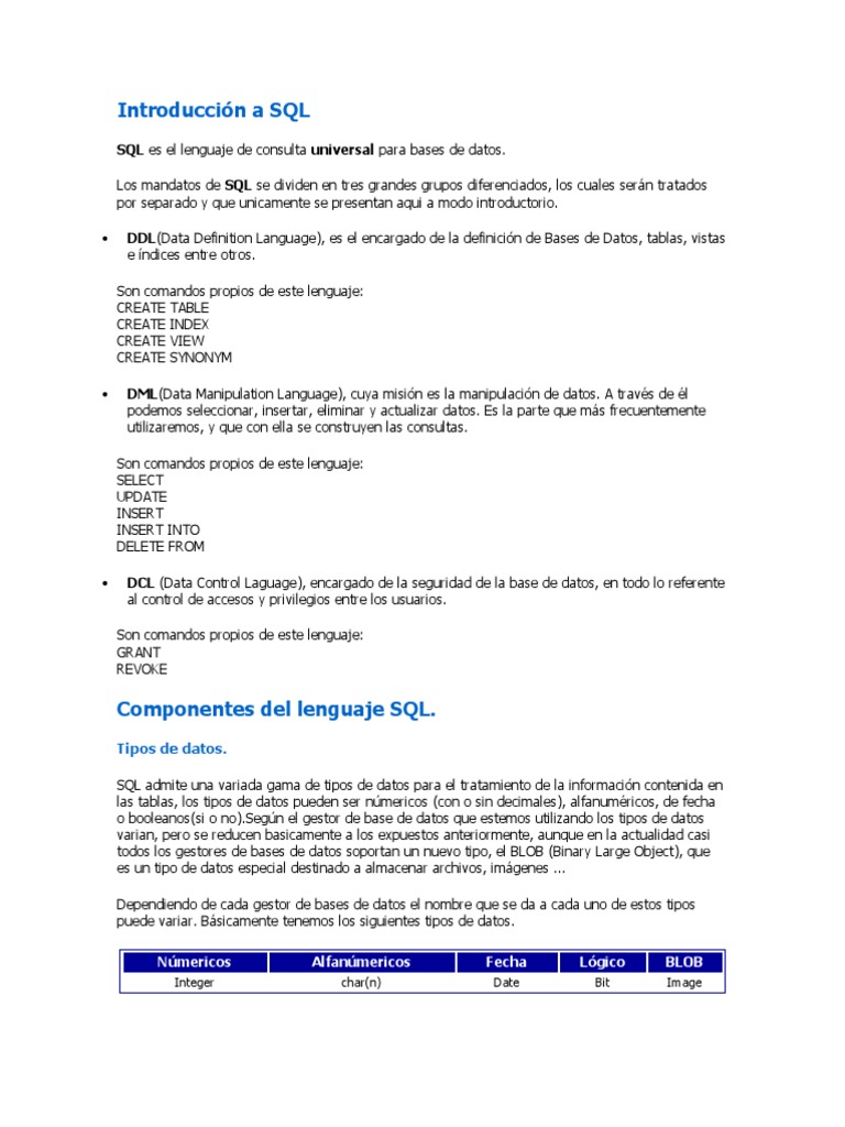 Introducción al poderoso lenguaje SQL para consultar y manipular datos ...