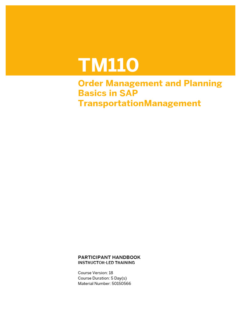 SAP TM Order Management Training Guide | PDF | Enterprise Resource ...
