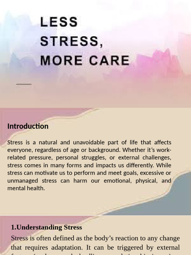 Understanding and Managing Stress | PDF | Stress (Biology) | Subjective ...