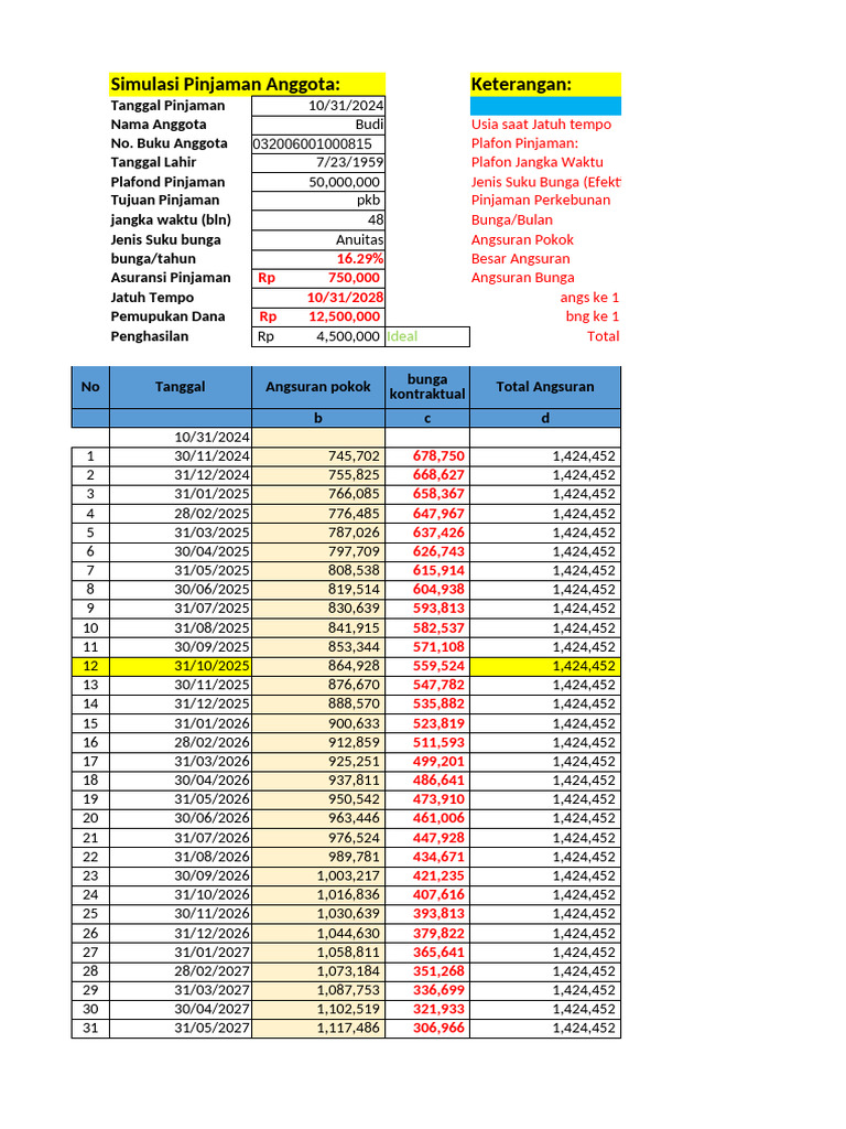Simulasi Pinjaman 2025 | PDF