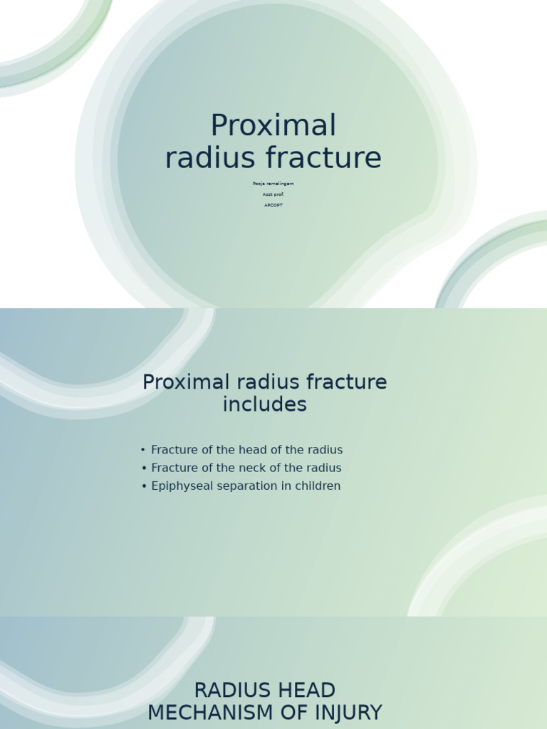 Proximal Radius Fracture Overview | PDF