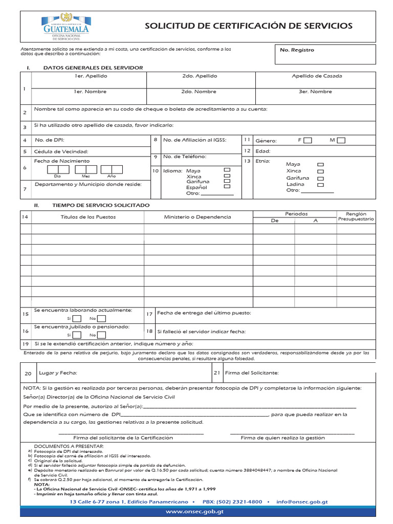 Formulario Solicitud de Tiempo de Servicio Marzo 2016 | PDF