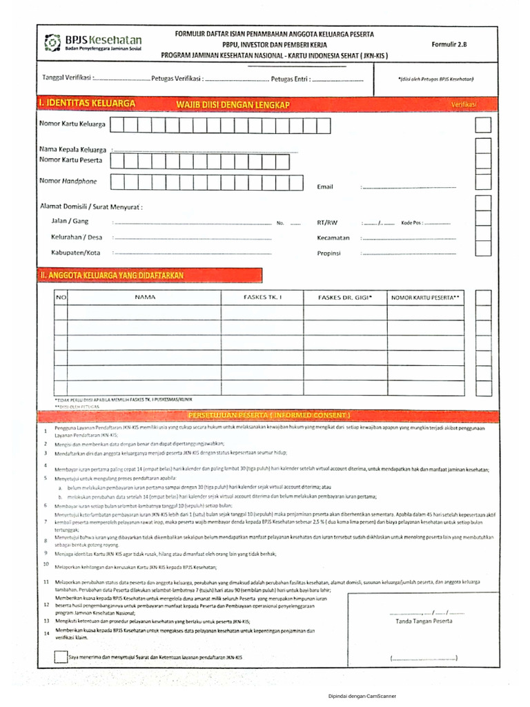 Formulir BPJS Kesehatan | PDF