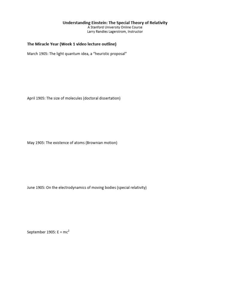 Larry Randles Lagerstrom on Relativity | PDF