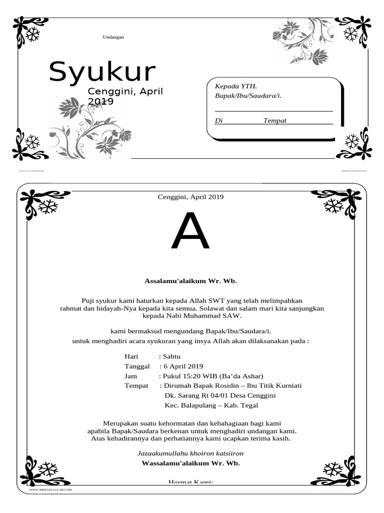 U73 Undangan Syukuran | PDF