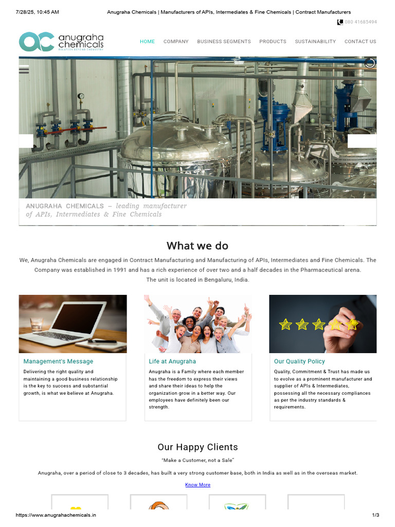 Anugraha Chemicals - Manufacturers of APIs, Intermediates & Fine ...