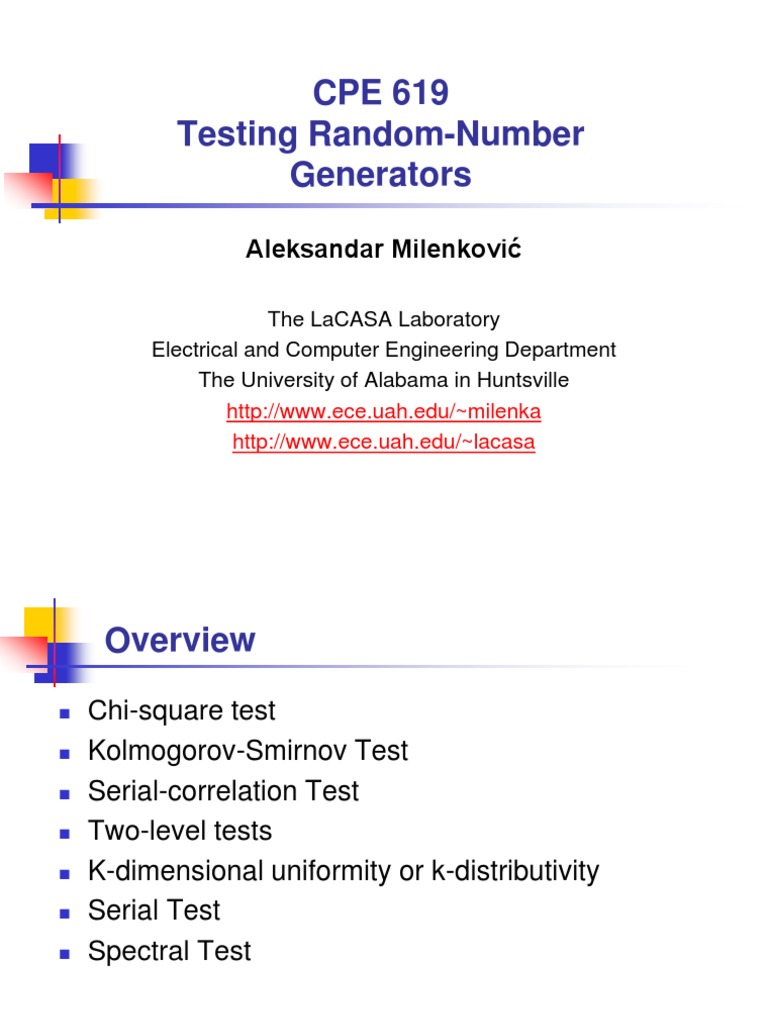 Testing Random Number Generators Pdf Chi Squared Distribution