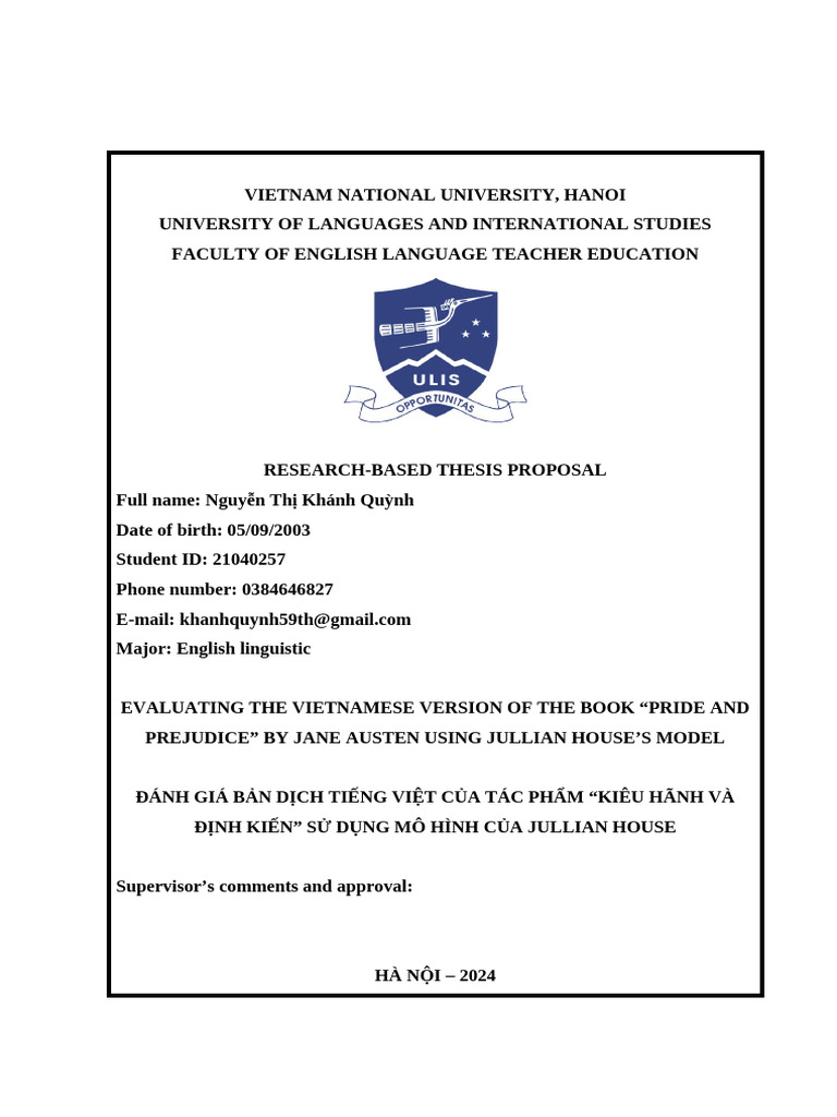 Thesis Proposal - 21040257 - Nguyen Thi Khanh Quynh | PDF ...
