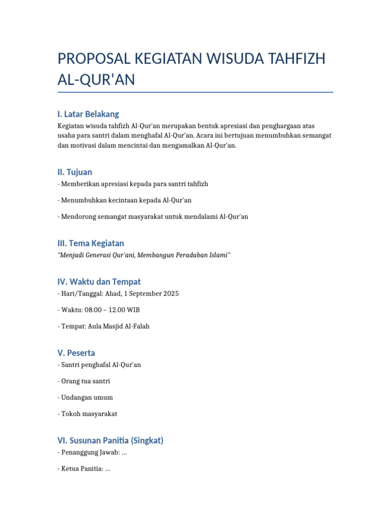 Wisuda Tahfizh Al-Qur'an 2025 | PDF