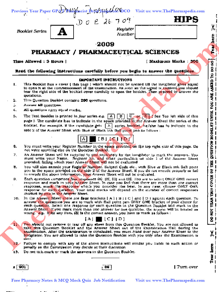 GPAT Drug Inspector Previous Paper | PDF | Pharmacy | Pharmacist