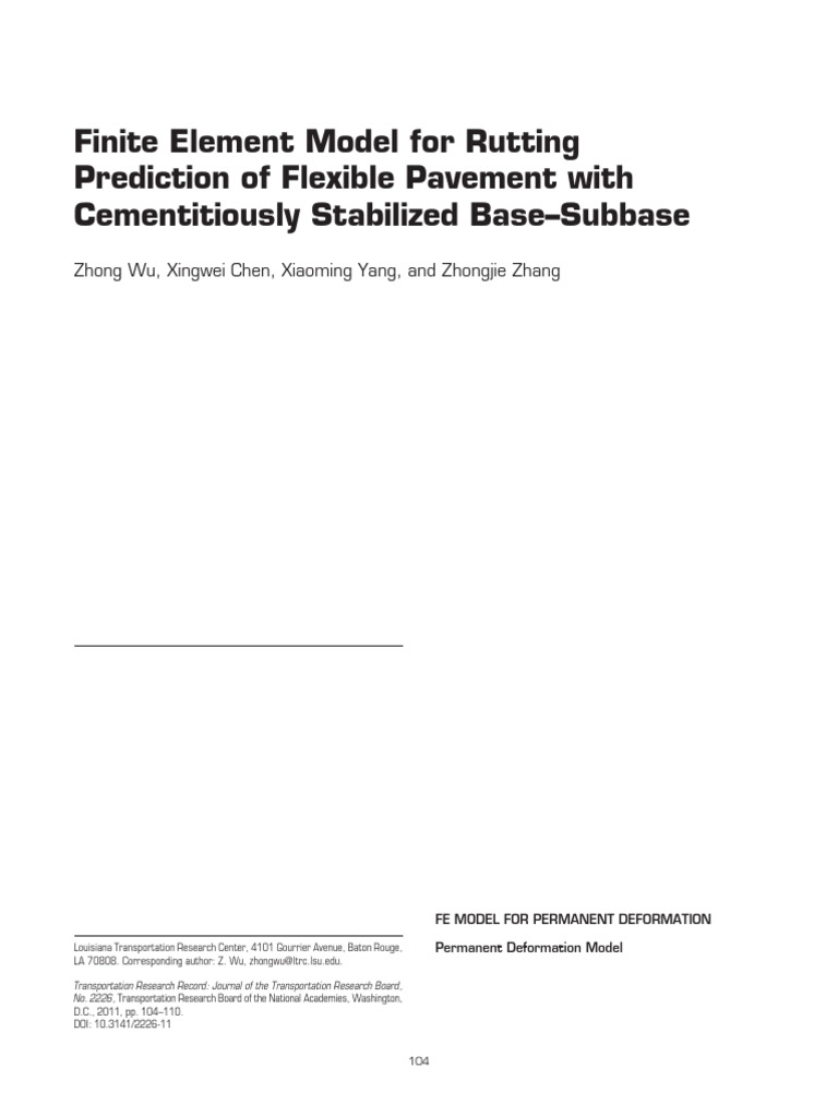 Finite Element Model For Rutting Prediction of Flexible Pavement With ...
