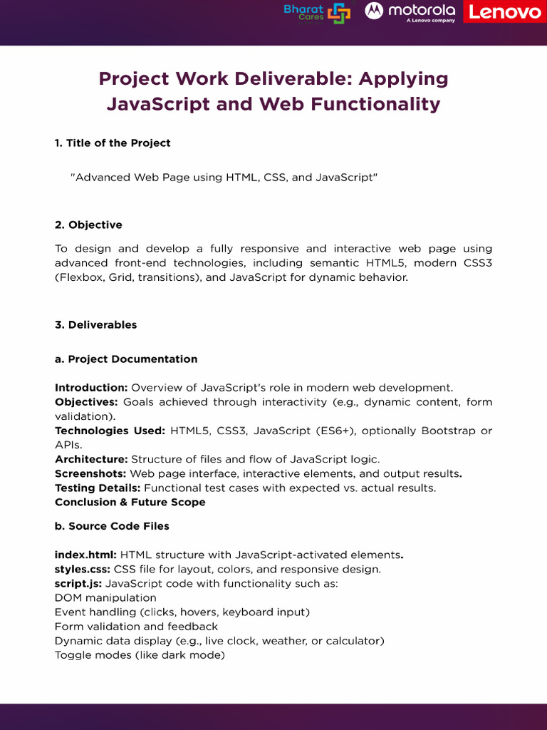 Project Work - Applying JavaScript and Web Functionality 2 | PDF