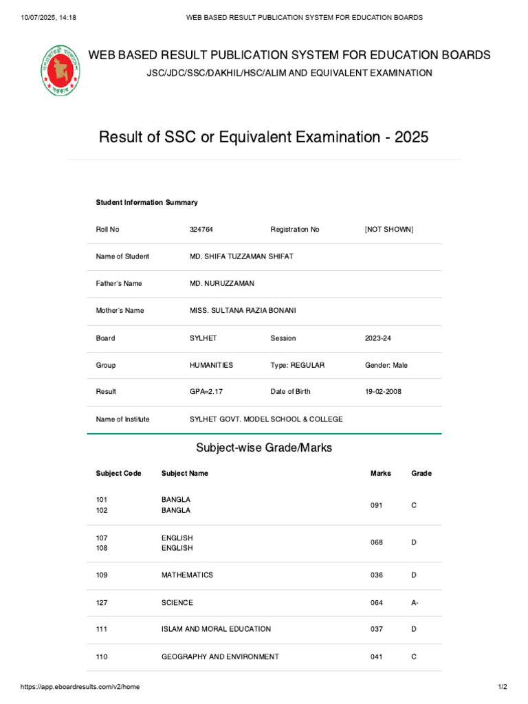 Web Based Result Publication System For Education Boards-Shifat | PDF | Educational Assessment ...