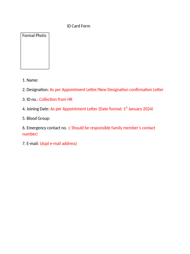 A.office ID Card Form | PDF