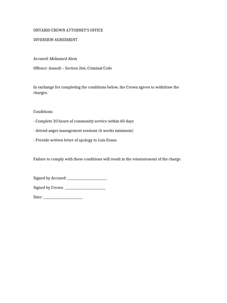 8 Diversion Agreement | PDF
