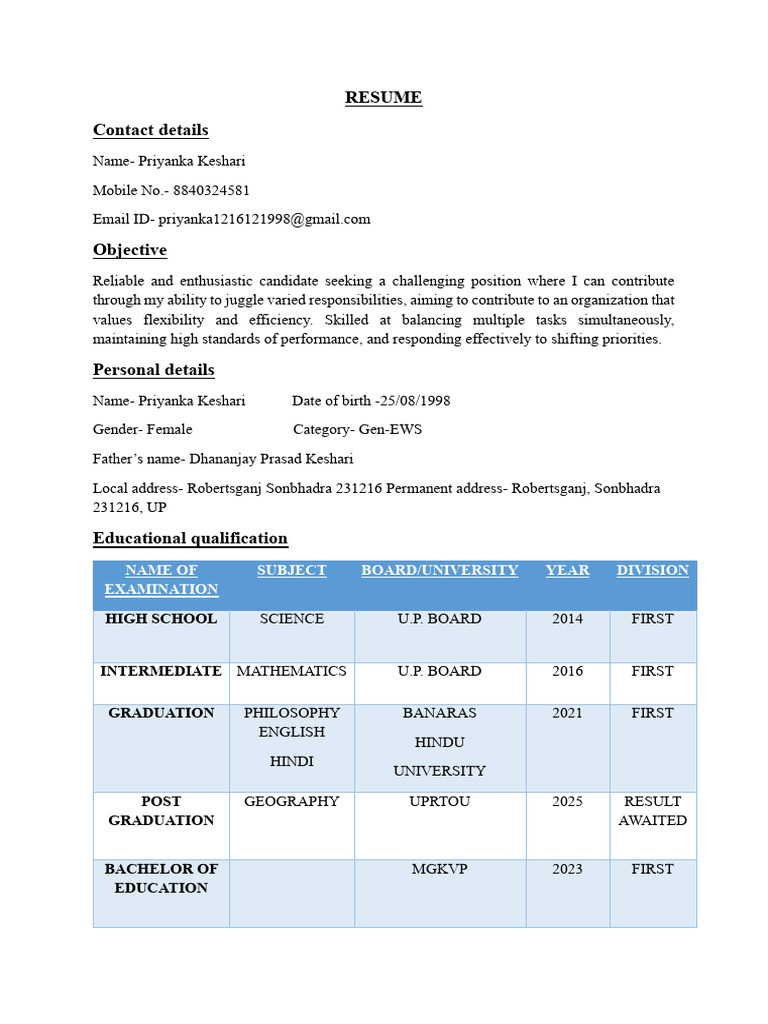 Priyanka Resume | PDF