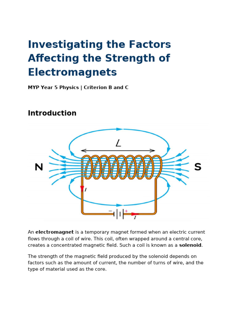 Electromagnet Investigation Worksheet | PDF | Compass | Magnetic Field