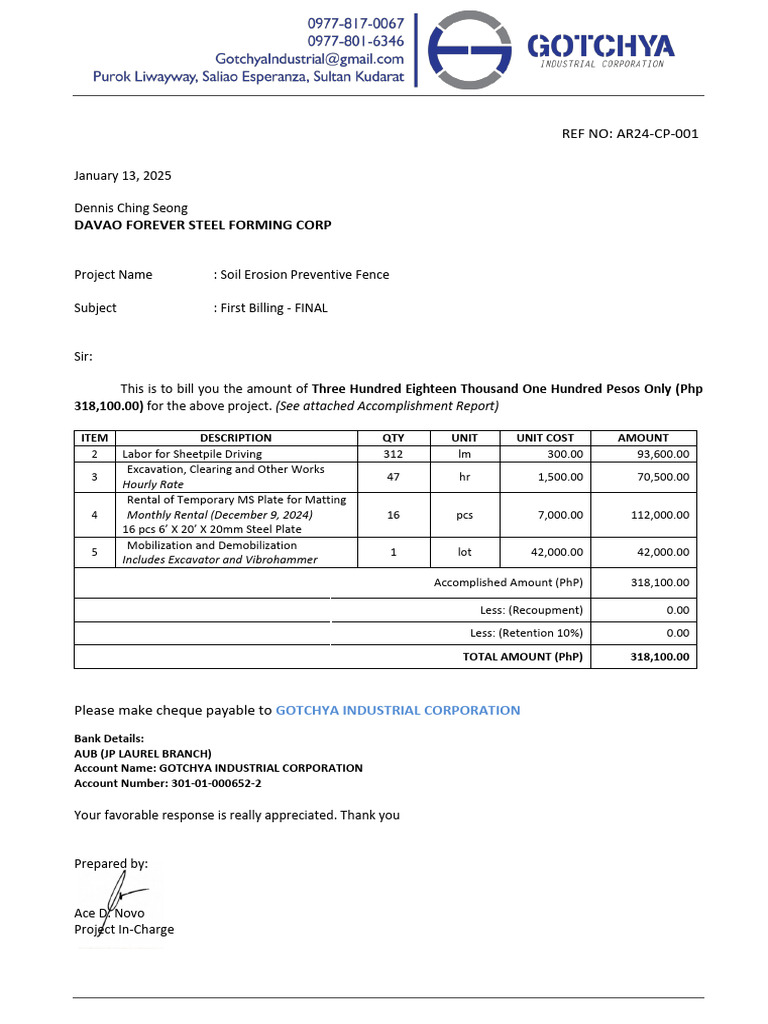 Accomplishment Report No. 1 - FINAL | PDF