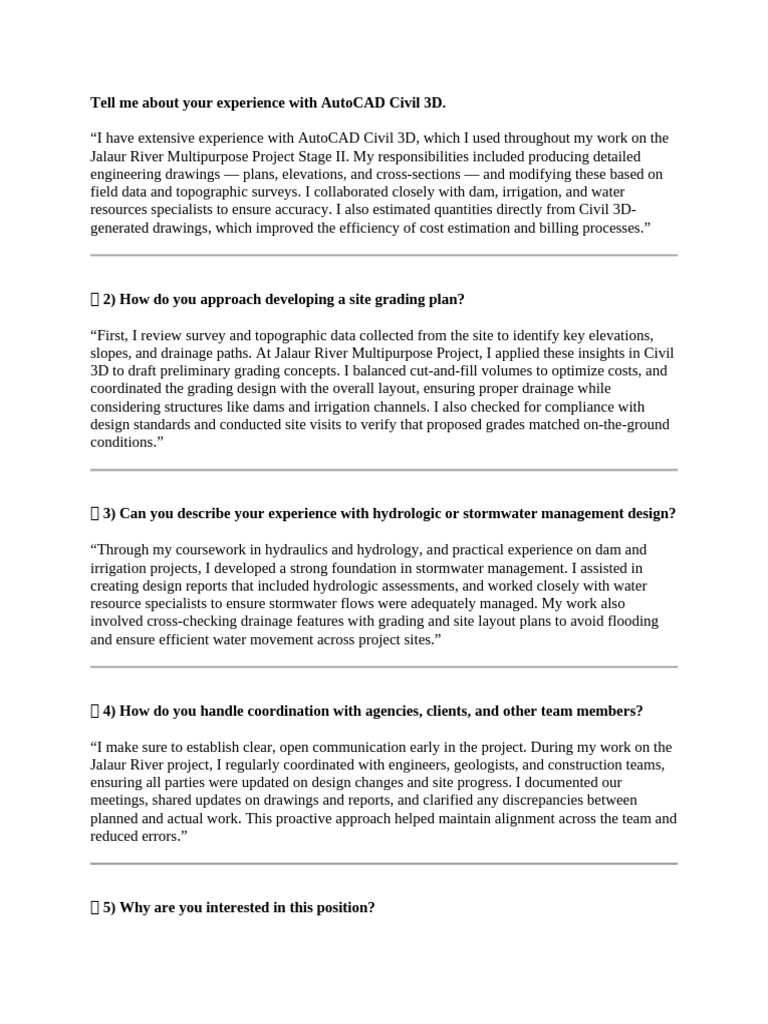 Possible Interview Questions | PDF | Hydrology | Dam