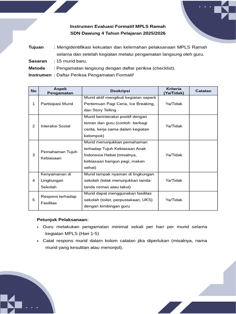 Instrumen Evaluasi MPLS Ramah | PDF