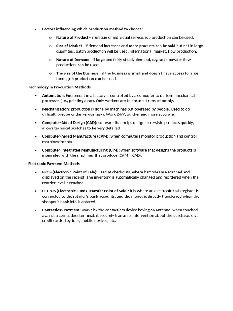 Production Methods and Cost Analysis | PDF | Production And ...