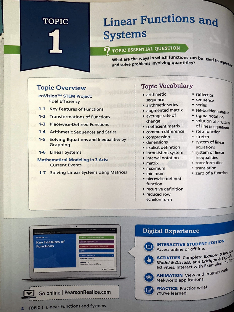 Chapter 1 Linear Functions and Systems | PDF