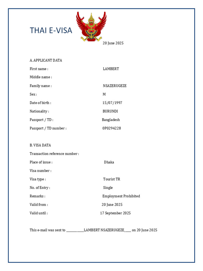 Thai - E-Visa - Marzia - Editable 11 | PDF