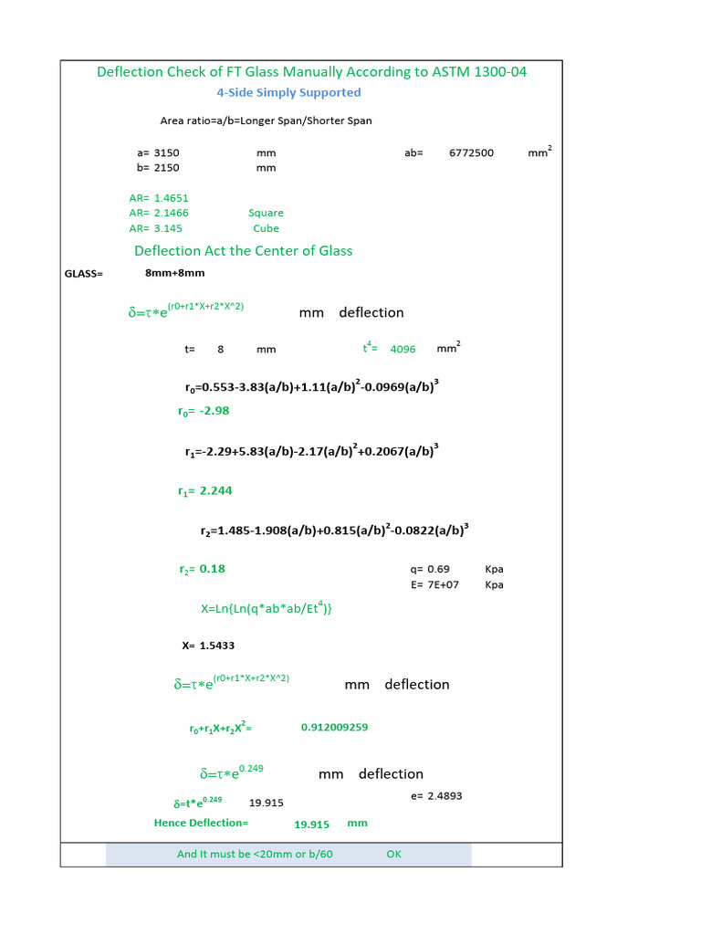 Glass Deflection Check | PDF