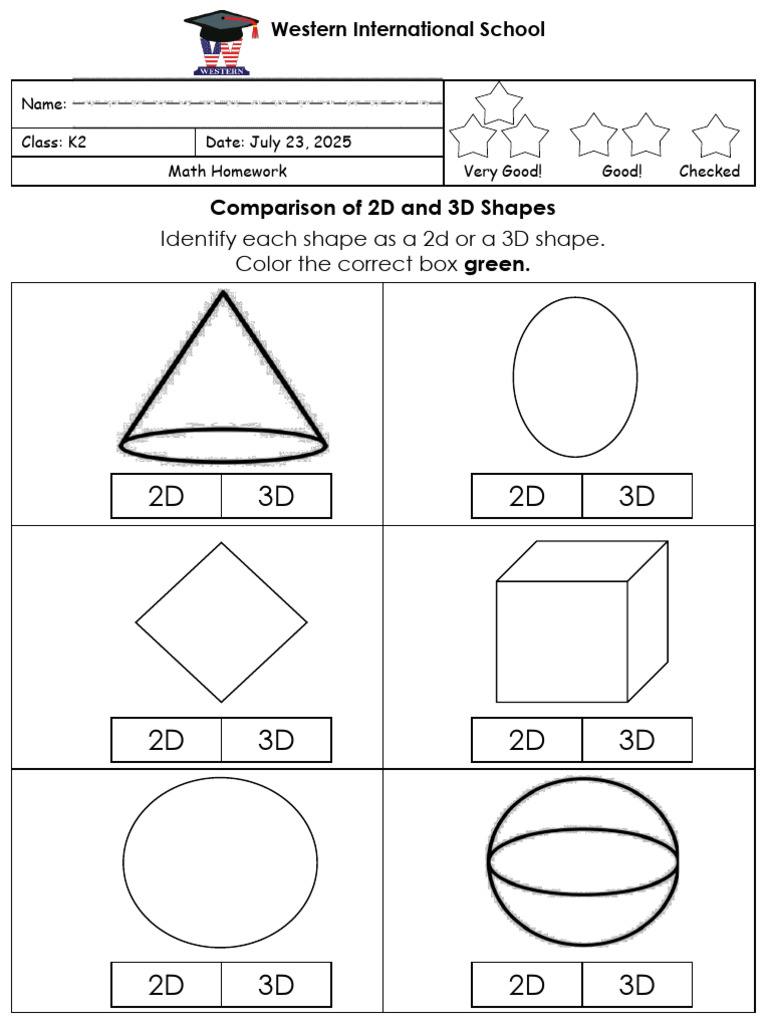 2D and 3D Shapes Comparison Activity | PDF