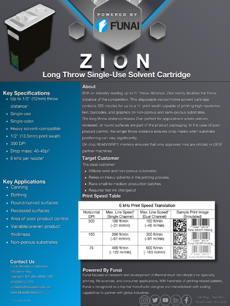 Funai Long Throw Ink Cartridge Details | PDF