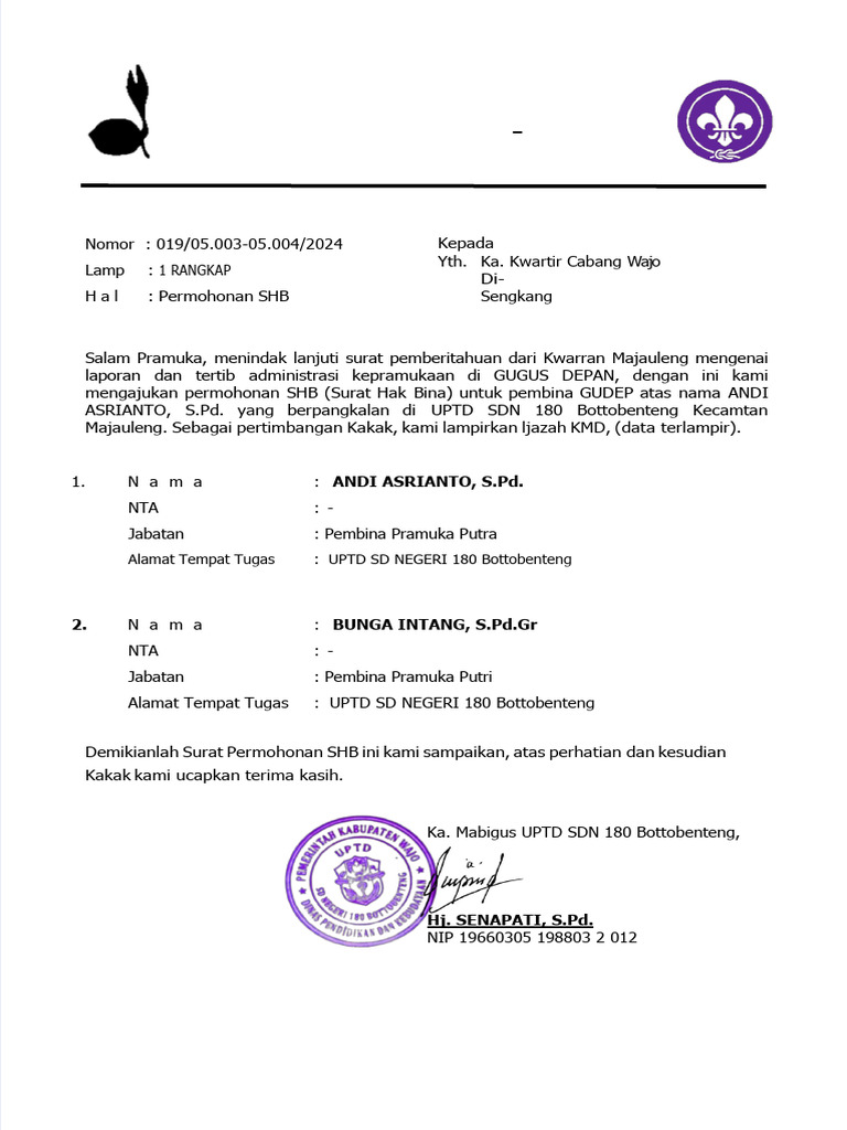 Contoh Permohonan Penerbitan SHB | PDF