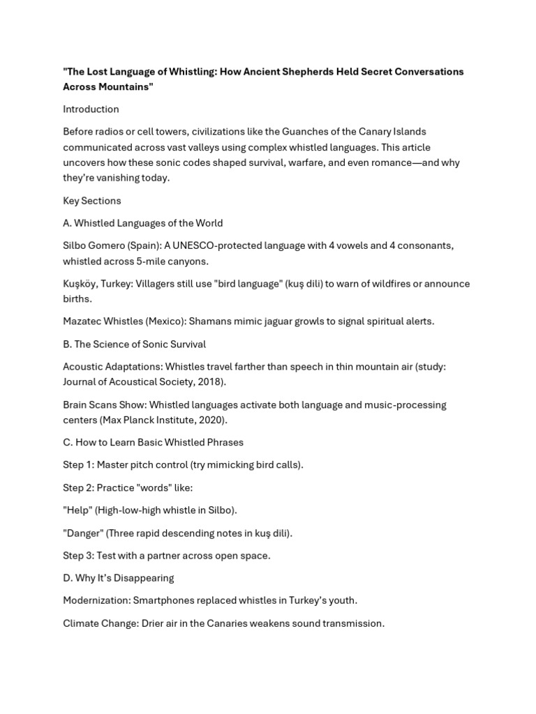 The Lost Language of Whistling | PDF