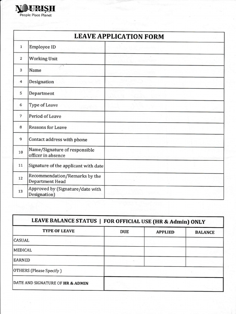 Leave Application Form | PDF