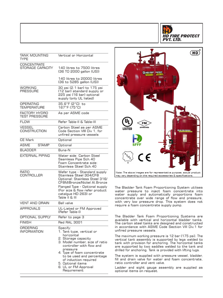 HD 191 Bladder Tank Datasheet-18-07-2025 | PDF | Valve | Pipe (Fluid Conveyance)