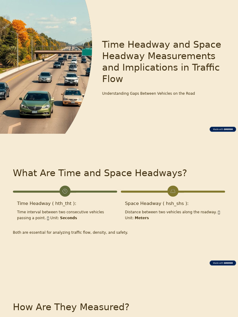 Time and Space Headway in Traffic Flow | PDF